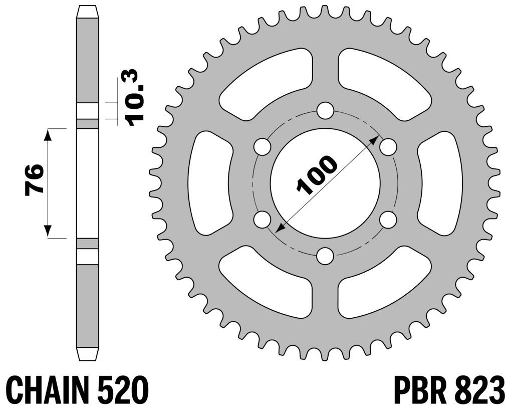 Corona Ergal PBR paso 520 para suzuki gn 400 80-82 - 823 L ...